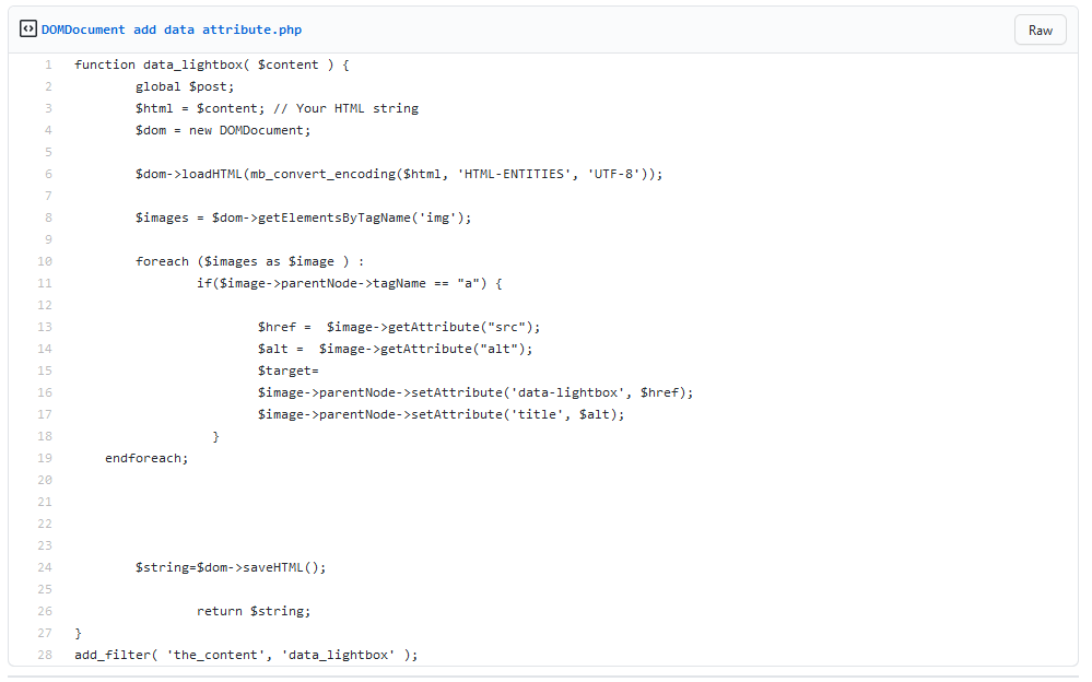 Using DOMDocument to add data attributes to images in Wordpress Using DOMDocument to add data attributes to images in Wordpress
